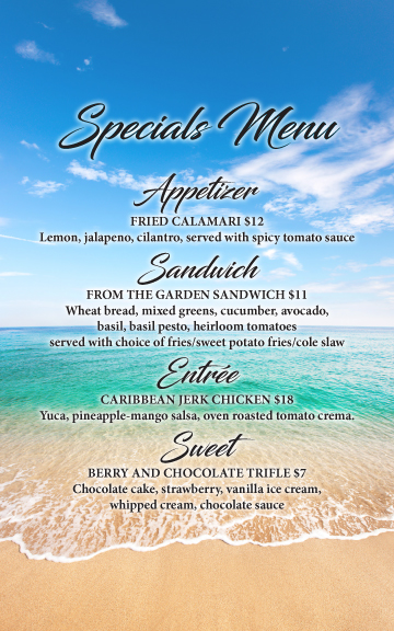 Menu | Bowleys On The Bay